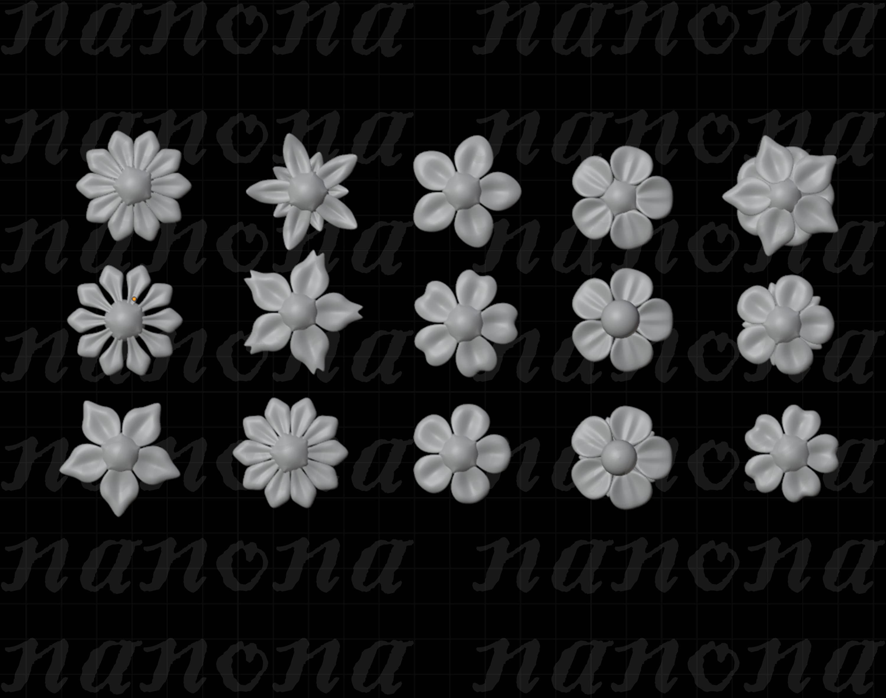 15 Flowers STL File 3d Printing Model Jewellery DIY - Etsy