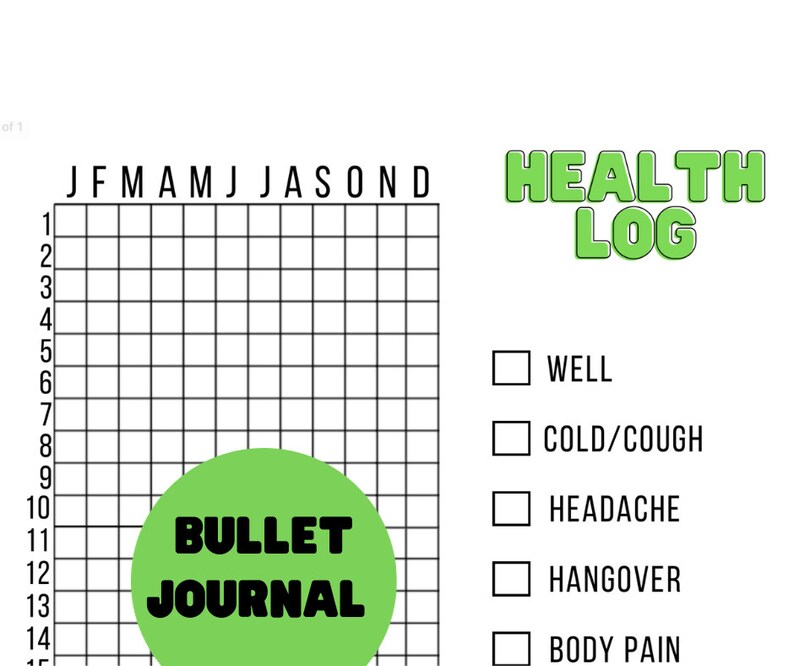 BULLET JOURNAL : HEALTH - Etsy