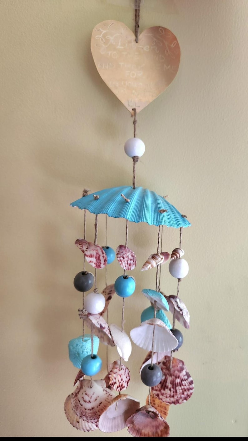 Scallop Shell Wind Chimes: Coastal Nautical Garden, Porch, Deck Decor ...