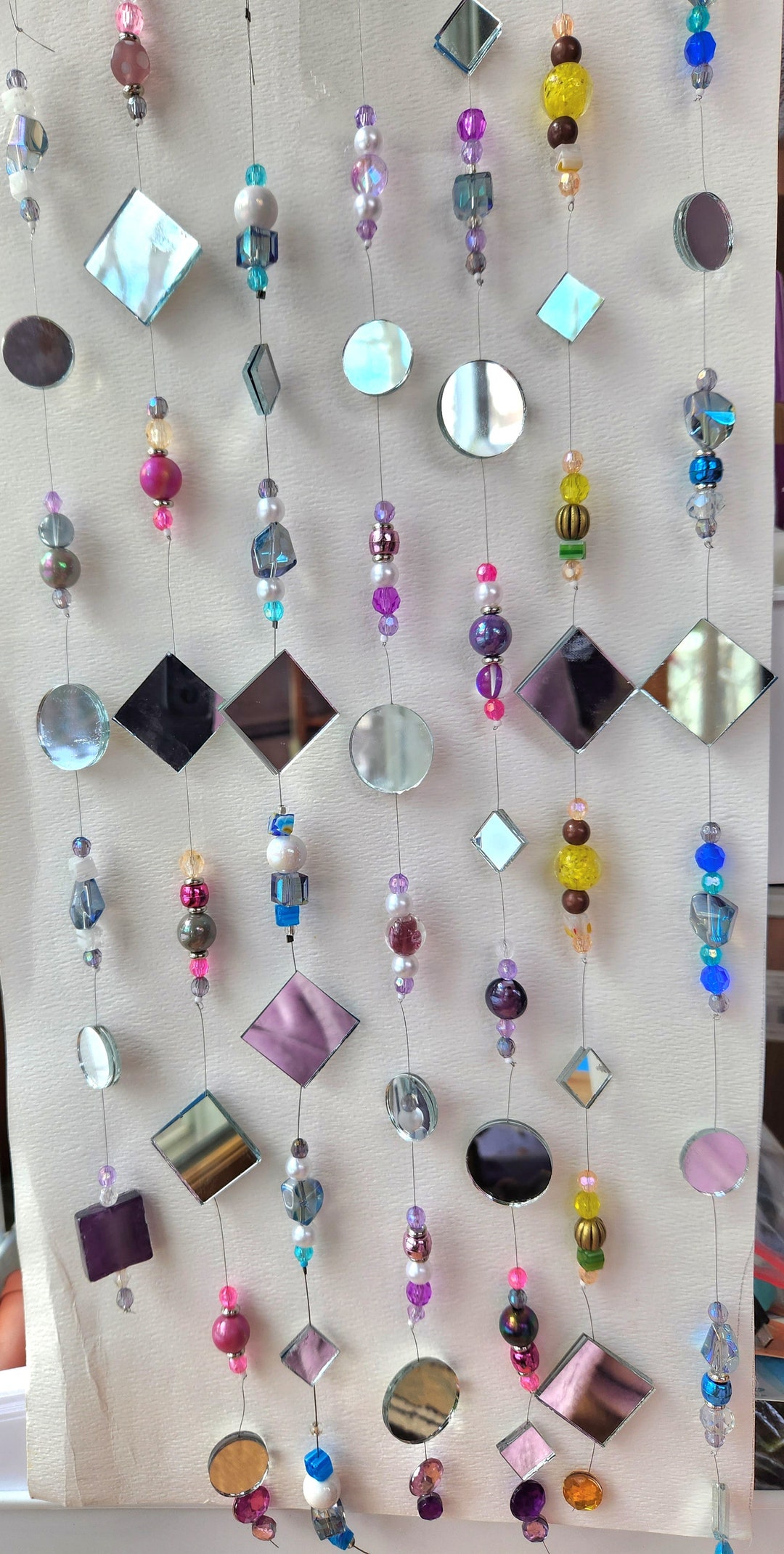 Handmade Beaded Prism Suncatcher: Colorful Mirrors, Gems, Glass, Resin ...