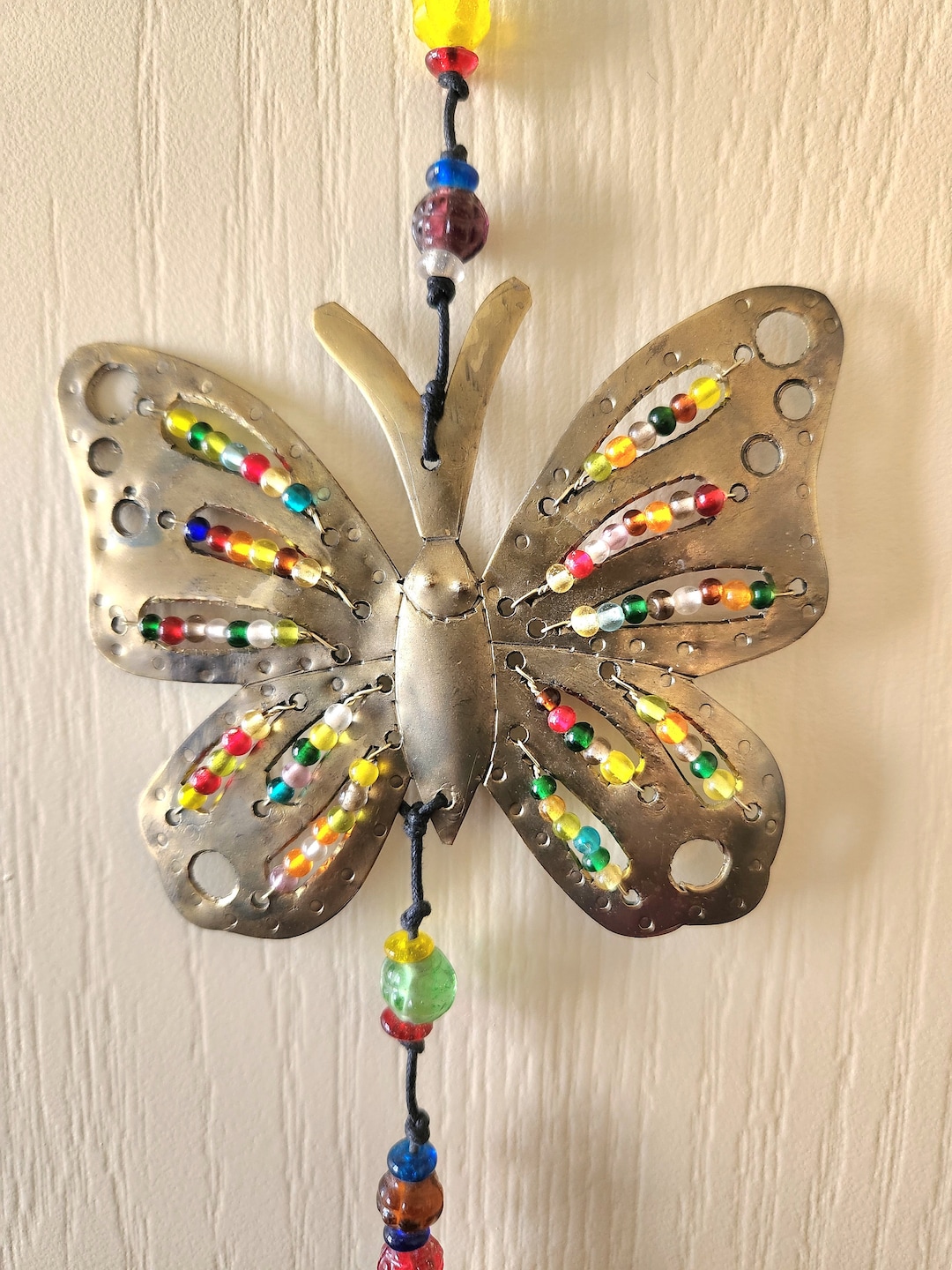 Whimsical Wind Chimes:glass Beads, Iron Figures, Nana Bell Chime ...