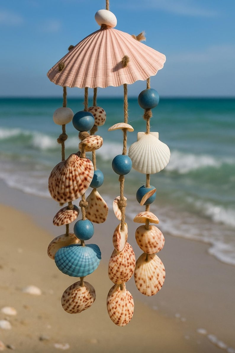 Scallop Shell Wind Chimes: Coastal Nautical Garden, Porch, Deck Decor ...