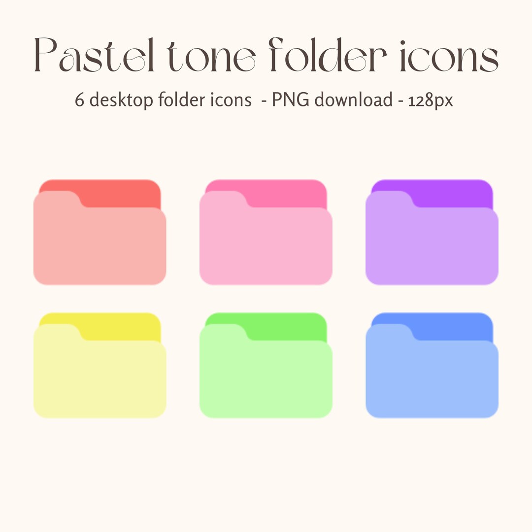Pastel Desktop Folder Icons - Etsy
