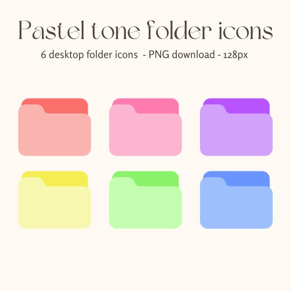 Pastel Desktop Folder Icons - Etsy