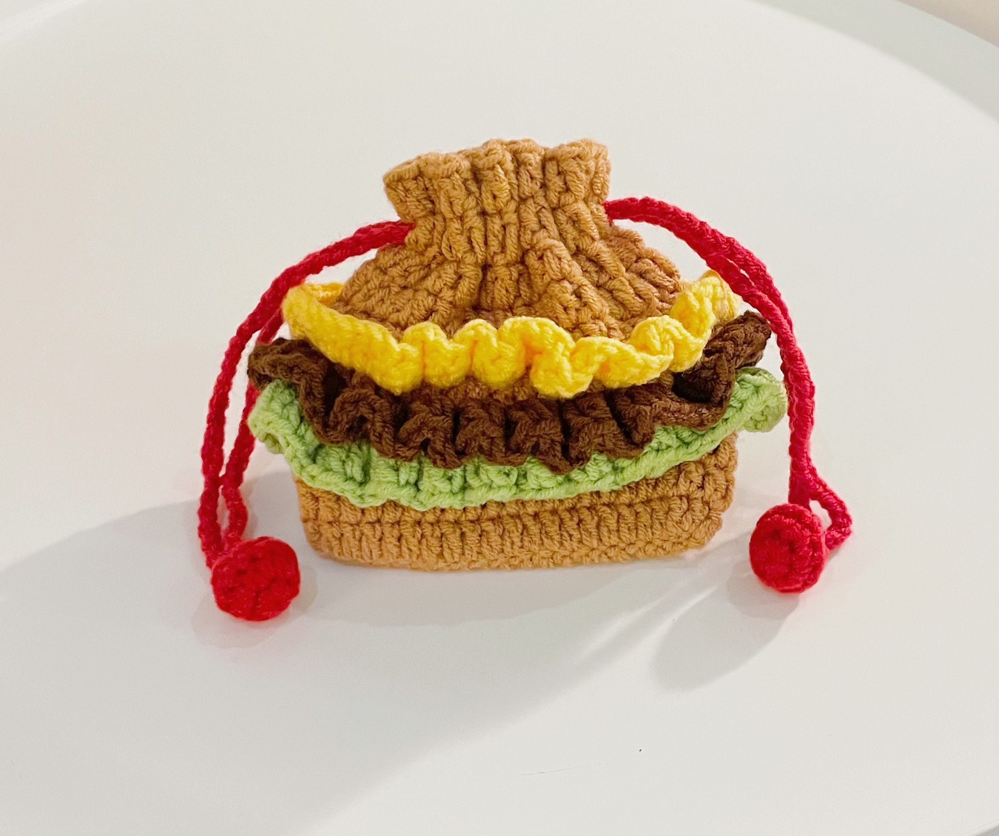 Hamburger Crochet Drawstring Pouch Coins Purse Pouch - Etsy