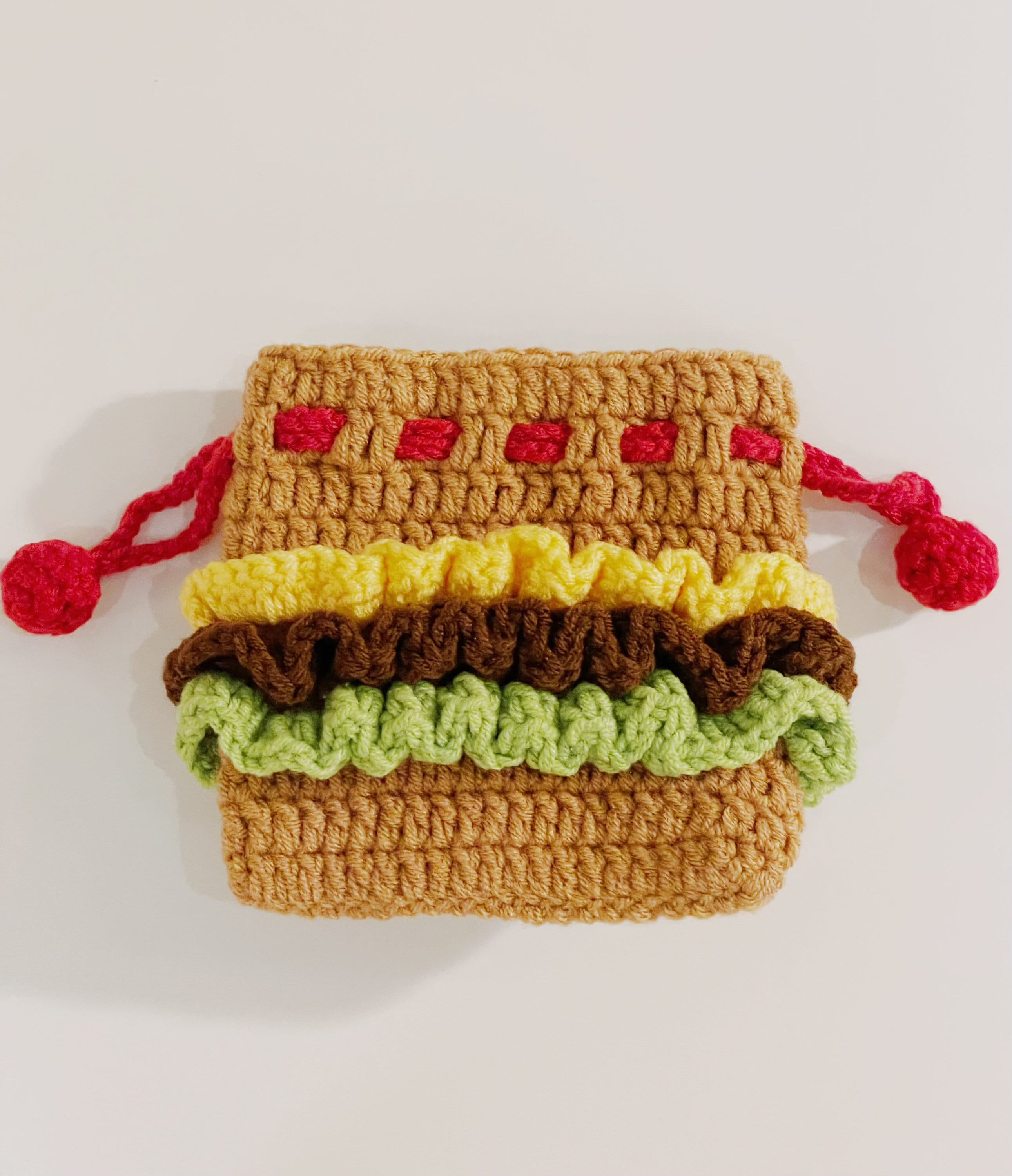Hamburger Crochet Drawstring Pouch Coins Purse Pouch - Etsy