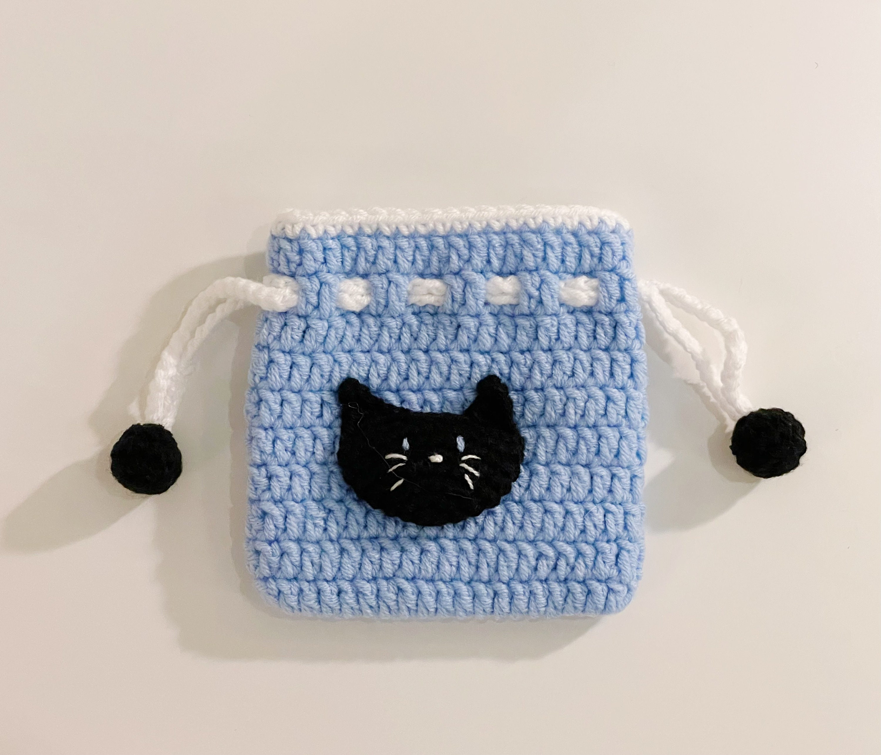 Colorful Cat Crochet Drawstring Pouch Coins Purse Pouch - Etsy