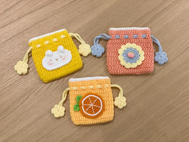 Crochet Drawstring Pouch Coins Purse Pouch Airpods Bag - Etsy