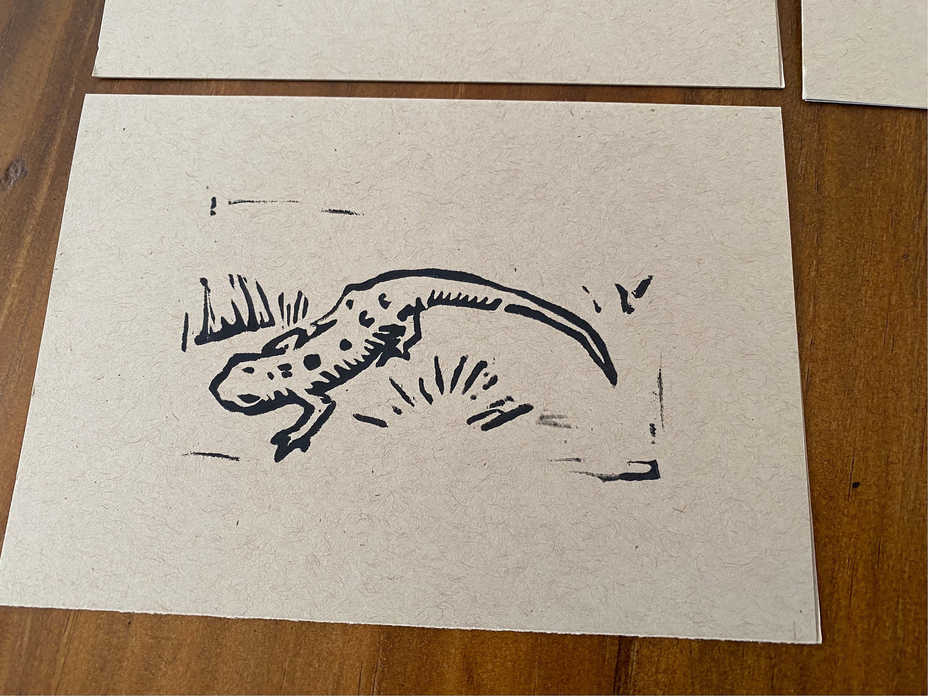 Folded Blockprint Salamander Card - Etsy