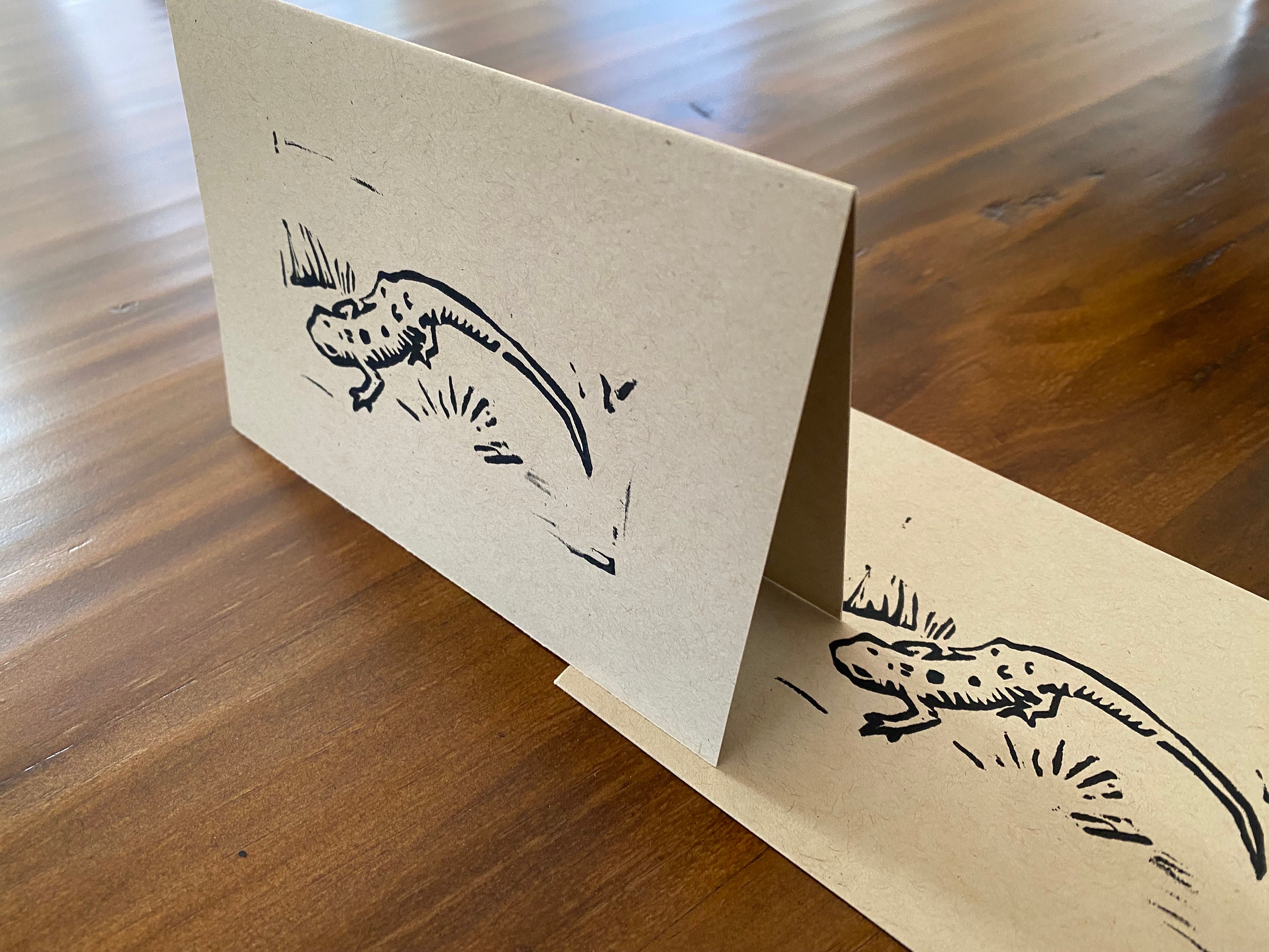 Folded Blockprint Salamander Card - Etsy