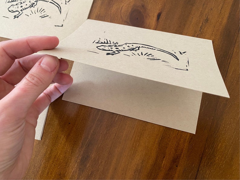 Folded Blockprint Salamander Card - Etsy