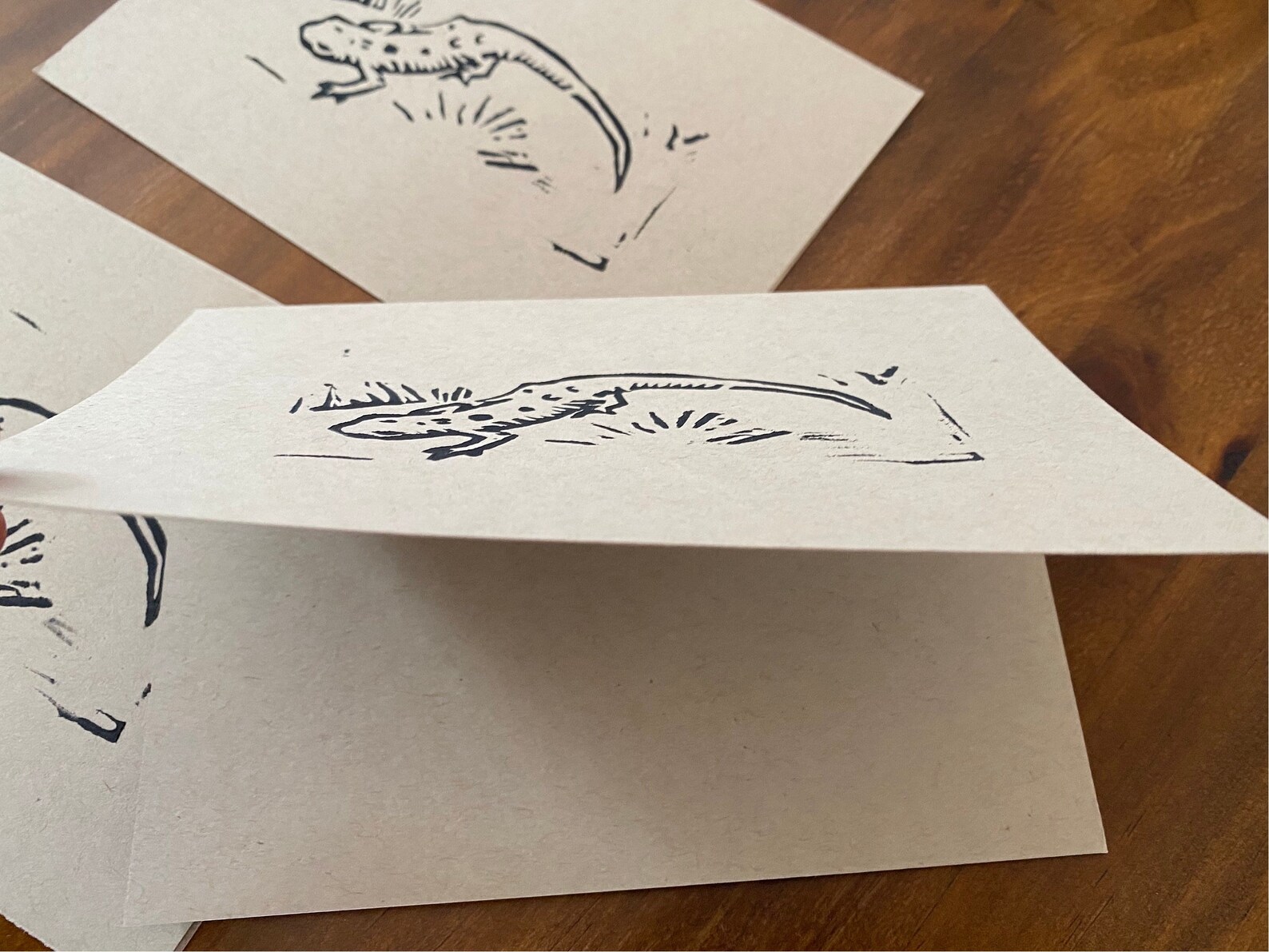 Folded Blockprint Salamander Card - Etsy