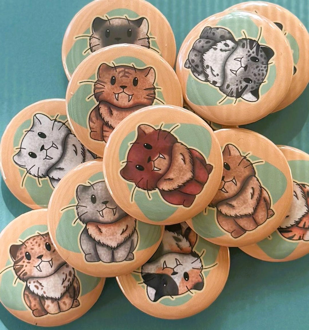 Chibi Animal Pin Button - Sabertooth Kitties - Etsy