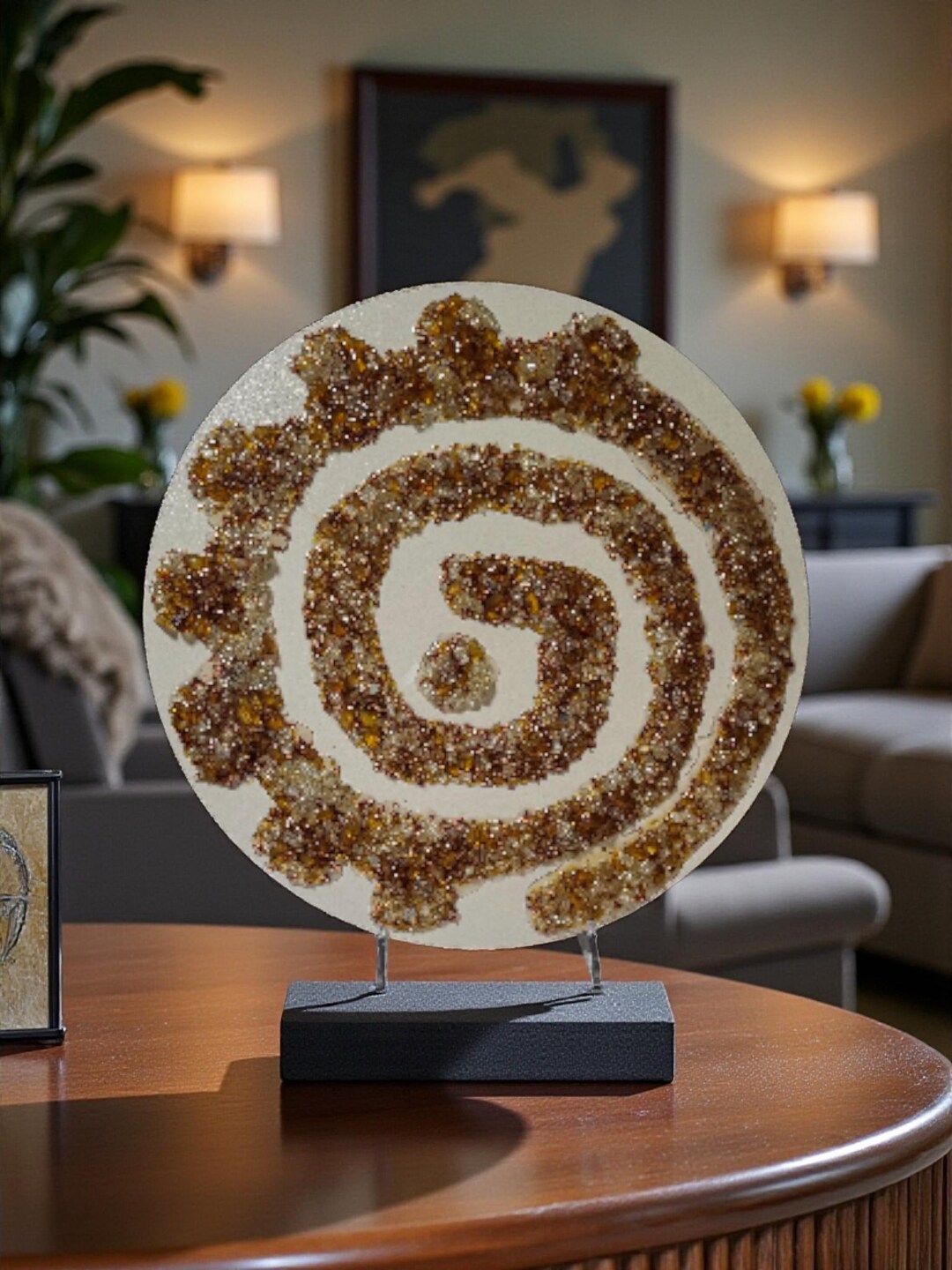 Hand Designed 3D Elegant Crystallized Artwork, Exquisite Color of Amber ...
