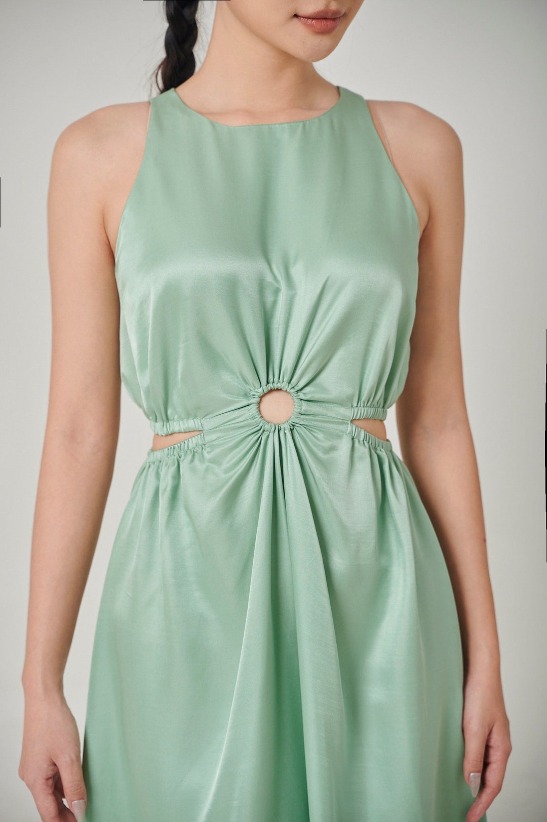 Mulberry Silk O-ring Midi Dress: 22 Momme, Side Slits. O Ring Silk ...
