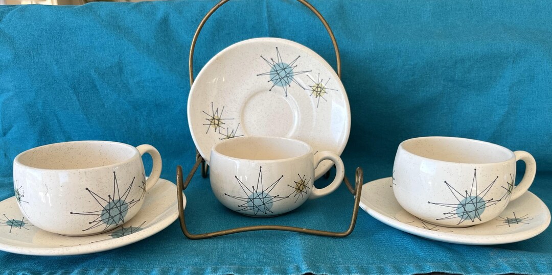 Franciscan Atomic Starburst Cup and Saucer THREE Sets - Etsy