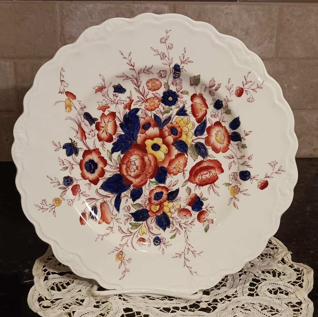 Crown Ducal Cranford Pattern Plate With Blue and Orange Florals. Made ...