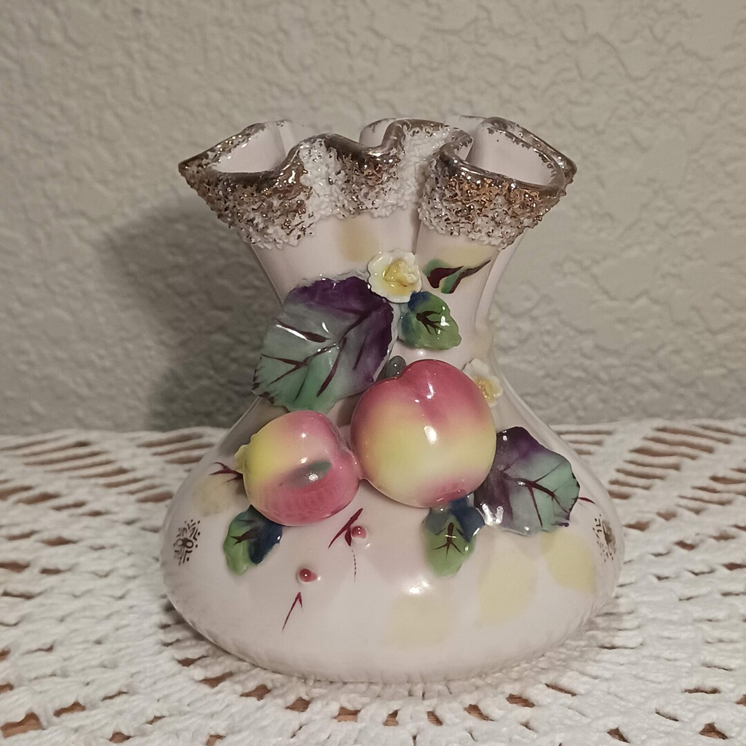 Lefton Vase With Applied Fruit Vintage 1956 - Etsy