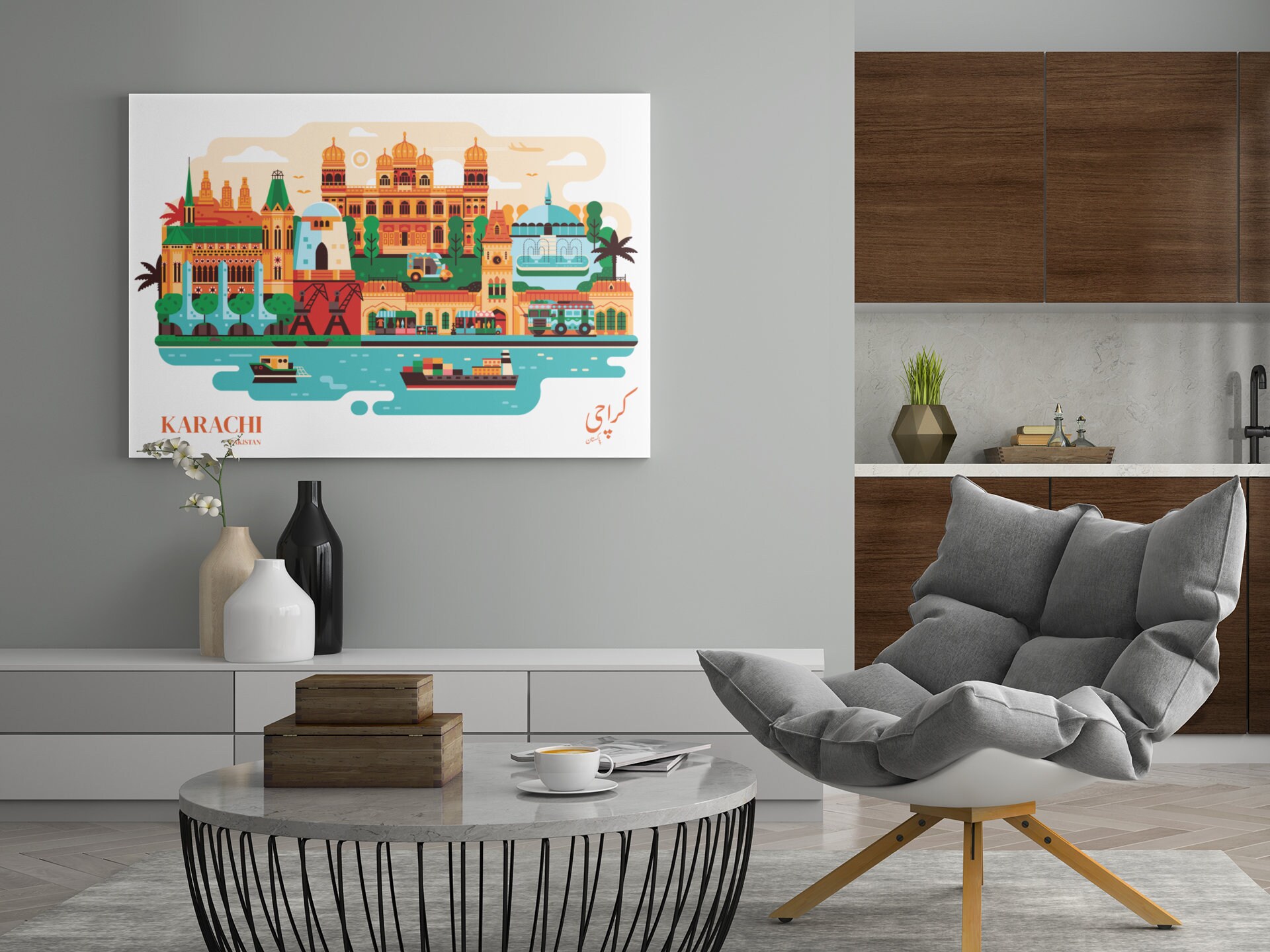 Karachi Wall Art, Karachi Poster, Pakistan Wall Decor, Karachi Skyline ...