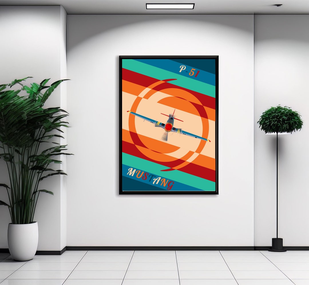 Vintage P-51 Mustang Airplane Poster: WWII Aviation Art - Etsy