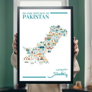Pakistan Map Poster, Pakistan Poster, Pakistan Wall Art, Pakistani Art ...