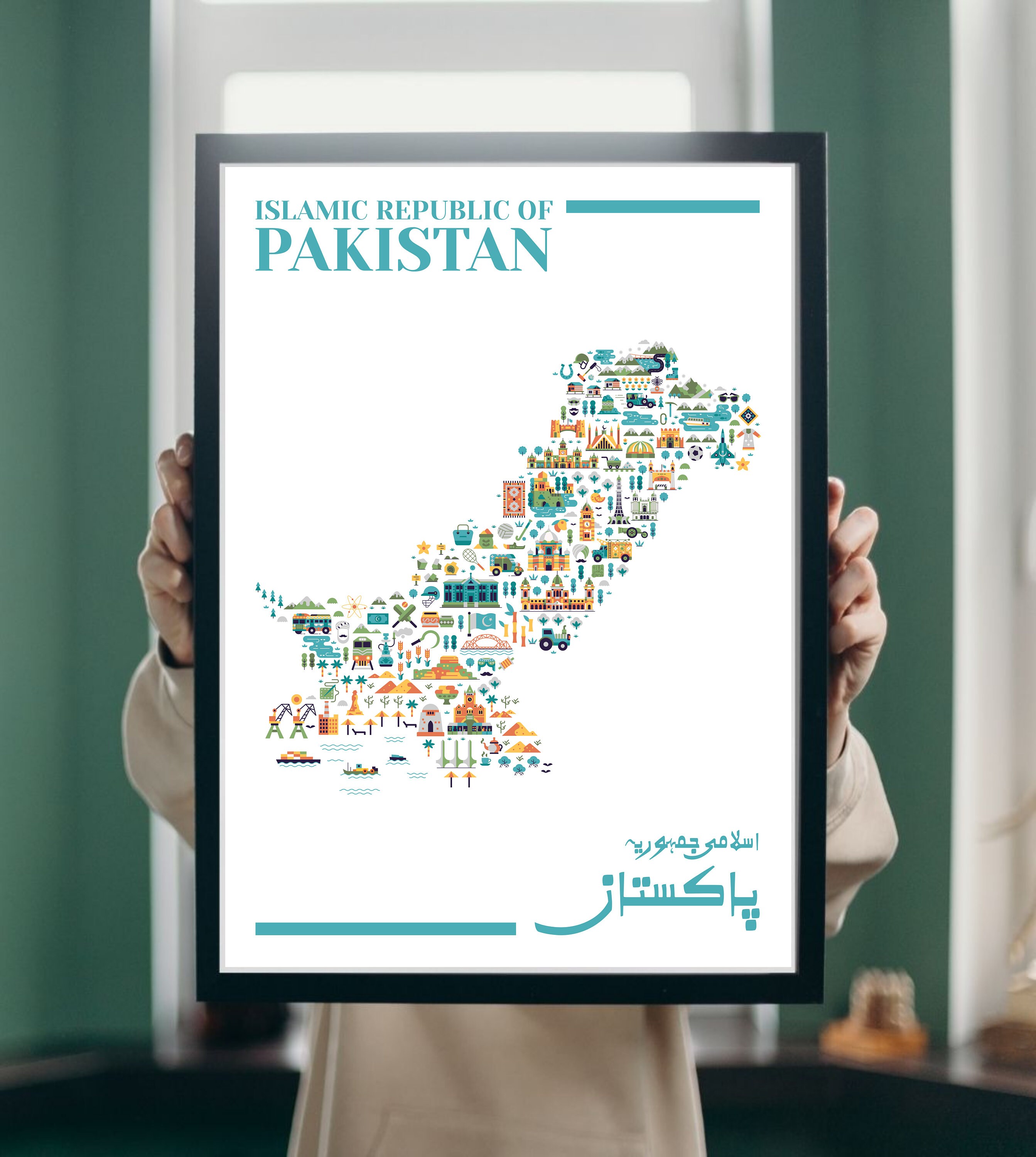 Pakistan Map Poster, Pakistan Poster, Pakistan Wall Art, Pakistani Art ...