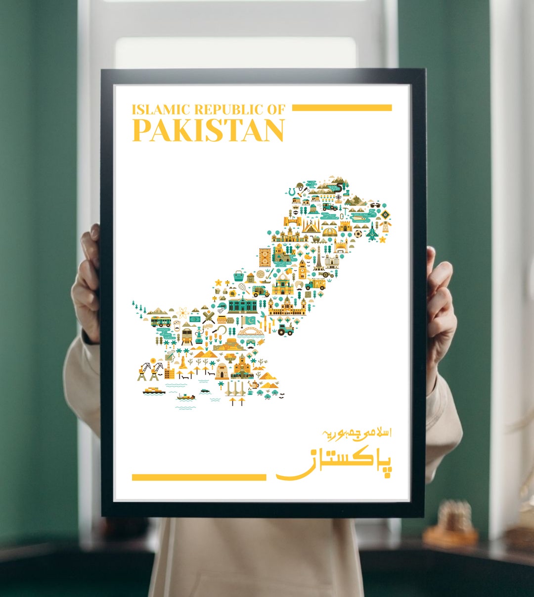 Illustrated Pakistan Map Poster: Landmark Wall Art - Etsy