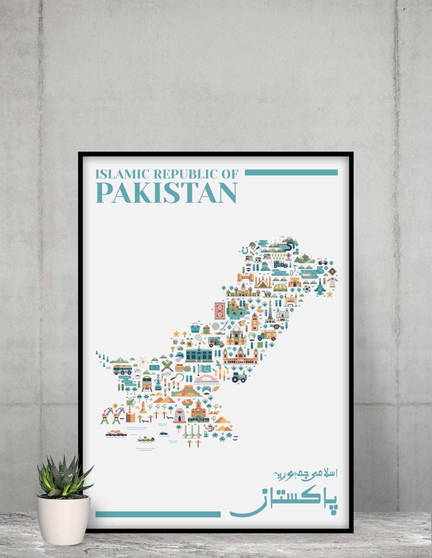 Illustrated Pakistan Map Poster: Landmark Wall Art - Etsy