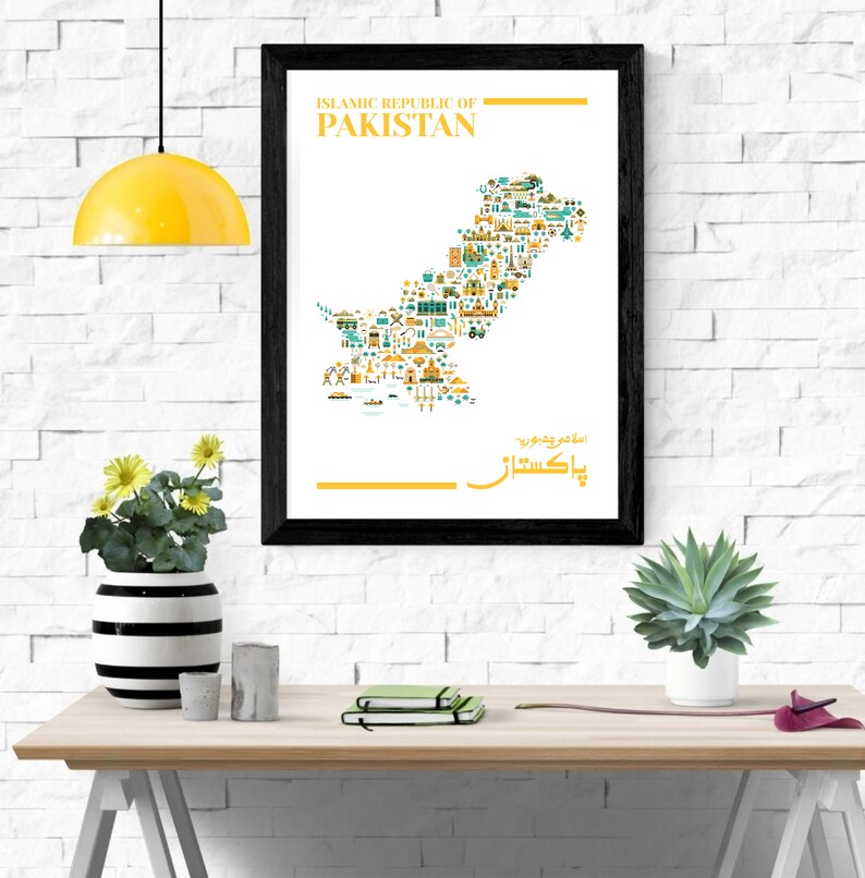 Pakistan Map Poster, Pakistan Poster, Pakistan Wall Art, Pakistani Art ...