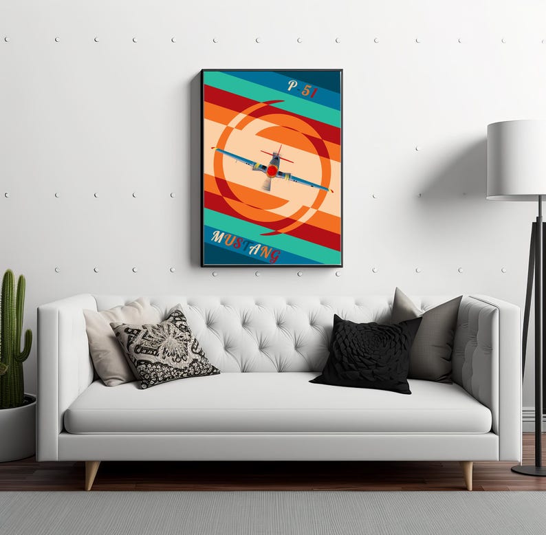 Vintage P-51 Mustang Airplane Poster: WWII Aviation Art - Etsy