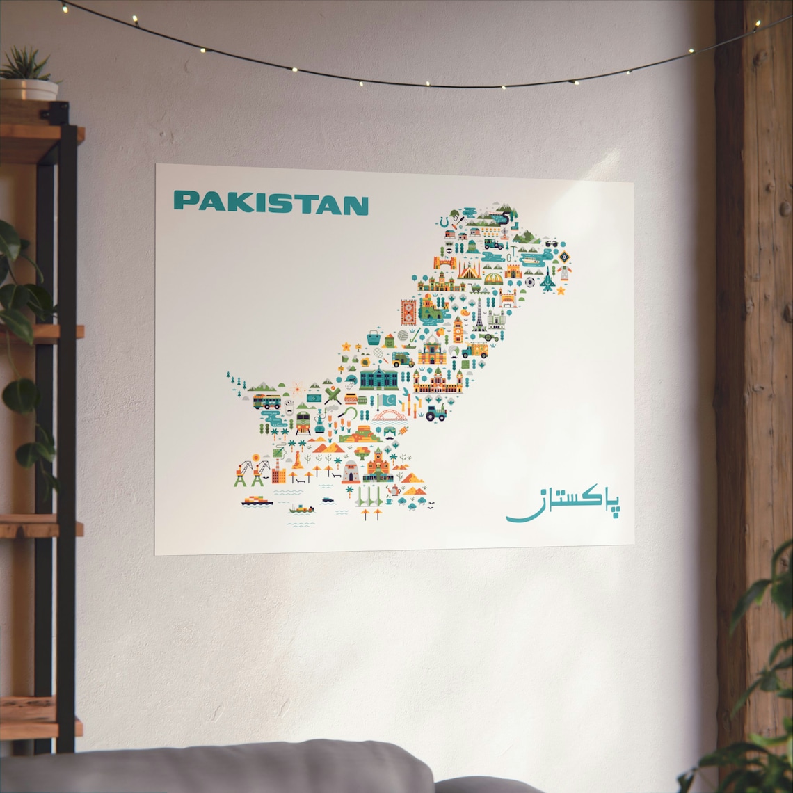 Pakistan Map Poster, Pakistan Poster, Pakistan Wall Art, Pakistani Art ...