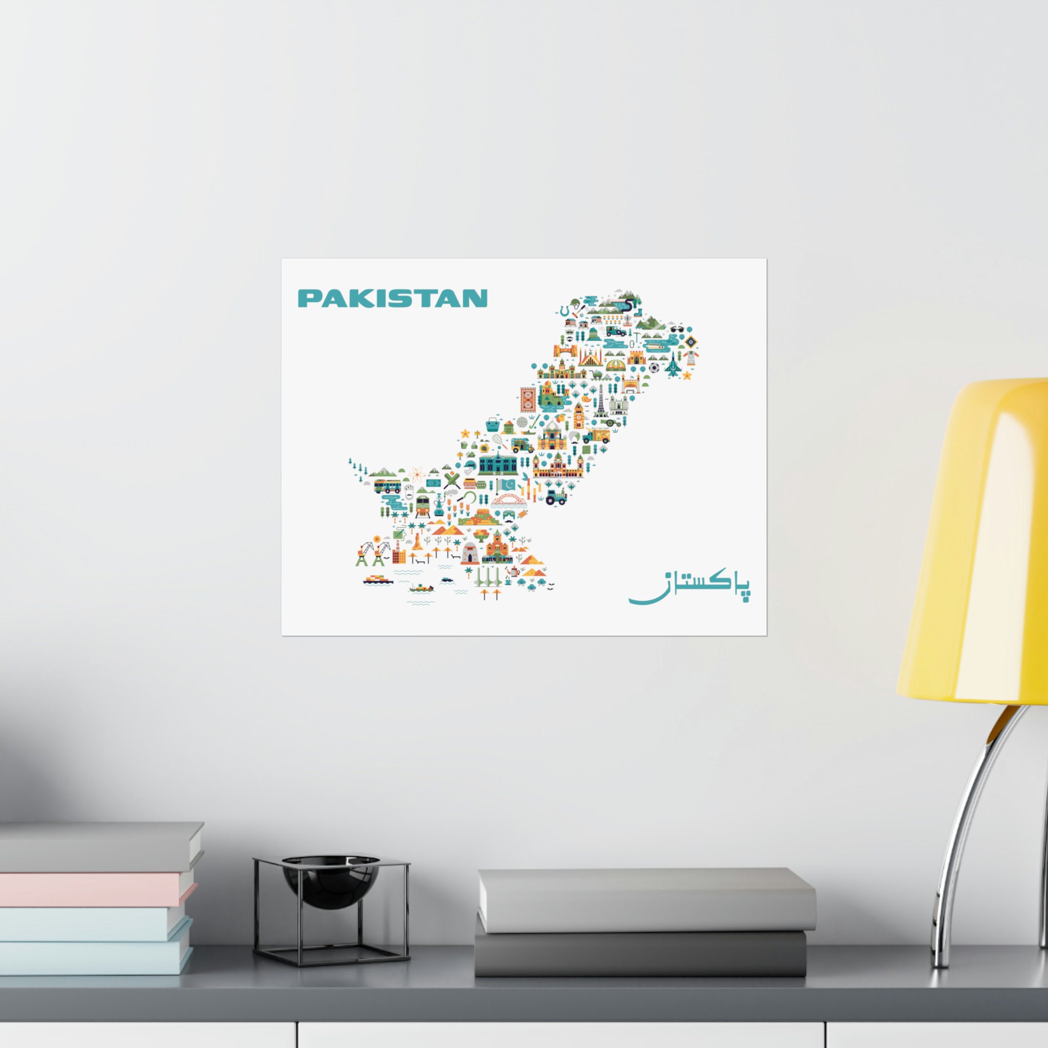Pakistan Map Poster, Pakistan Poster, Pakistan Wall Art, Pakistani Art ...