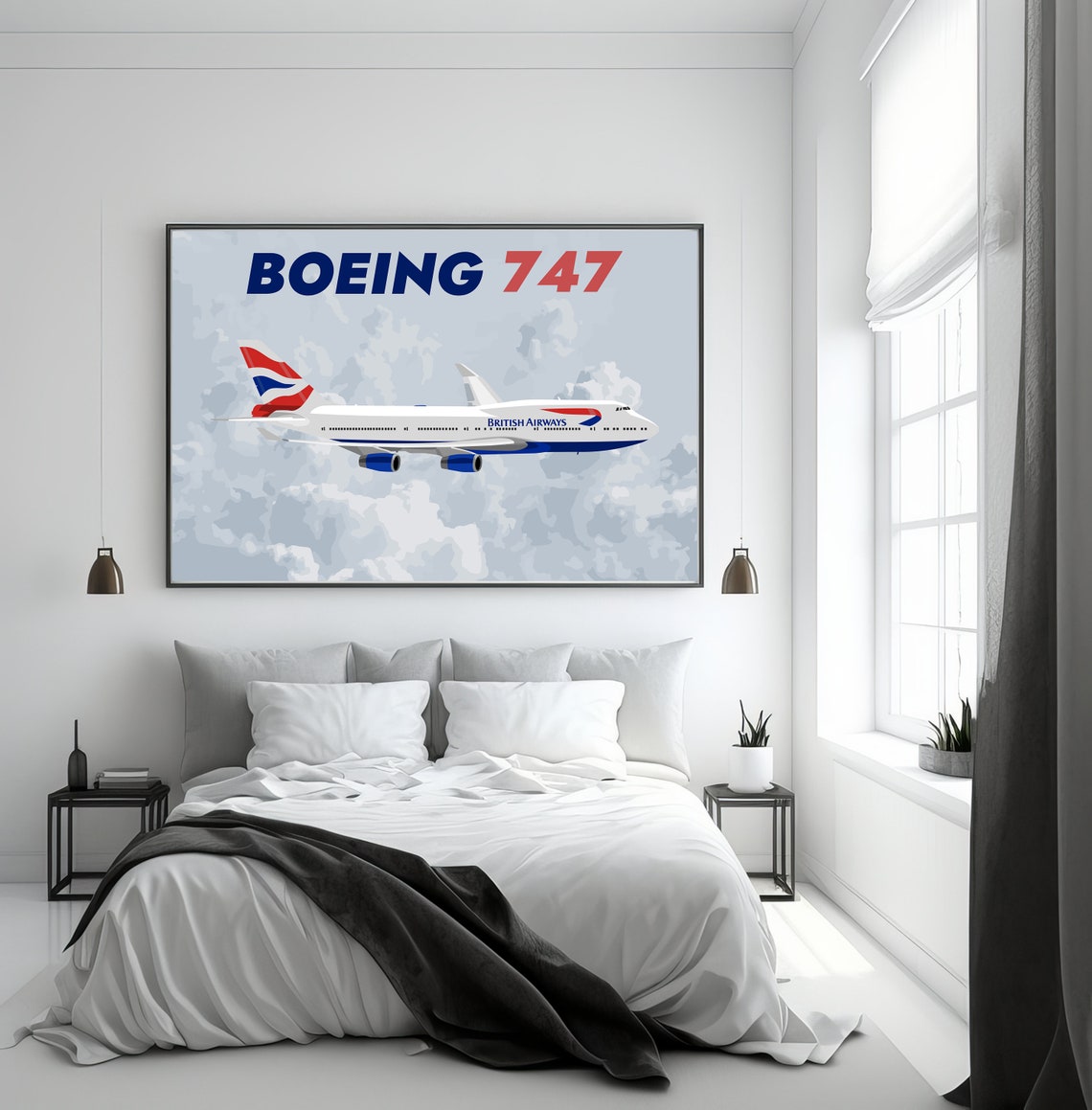 Boeing 747 Poster, Aviation Wall Decor, Boeing Wall Decor, Boeing Wall ...