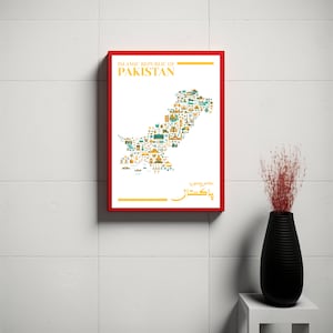 Pakistan Map Poster, Pakistan Poster, Pakistan Wall Art, Pakistani Art ...
