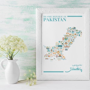 Pakistan Map Poster, Pakistan Poster, Pakistan Wall Art, Pakistani Art ...