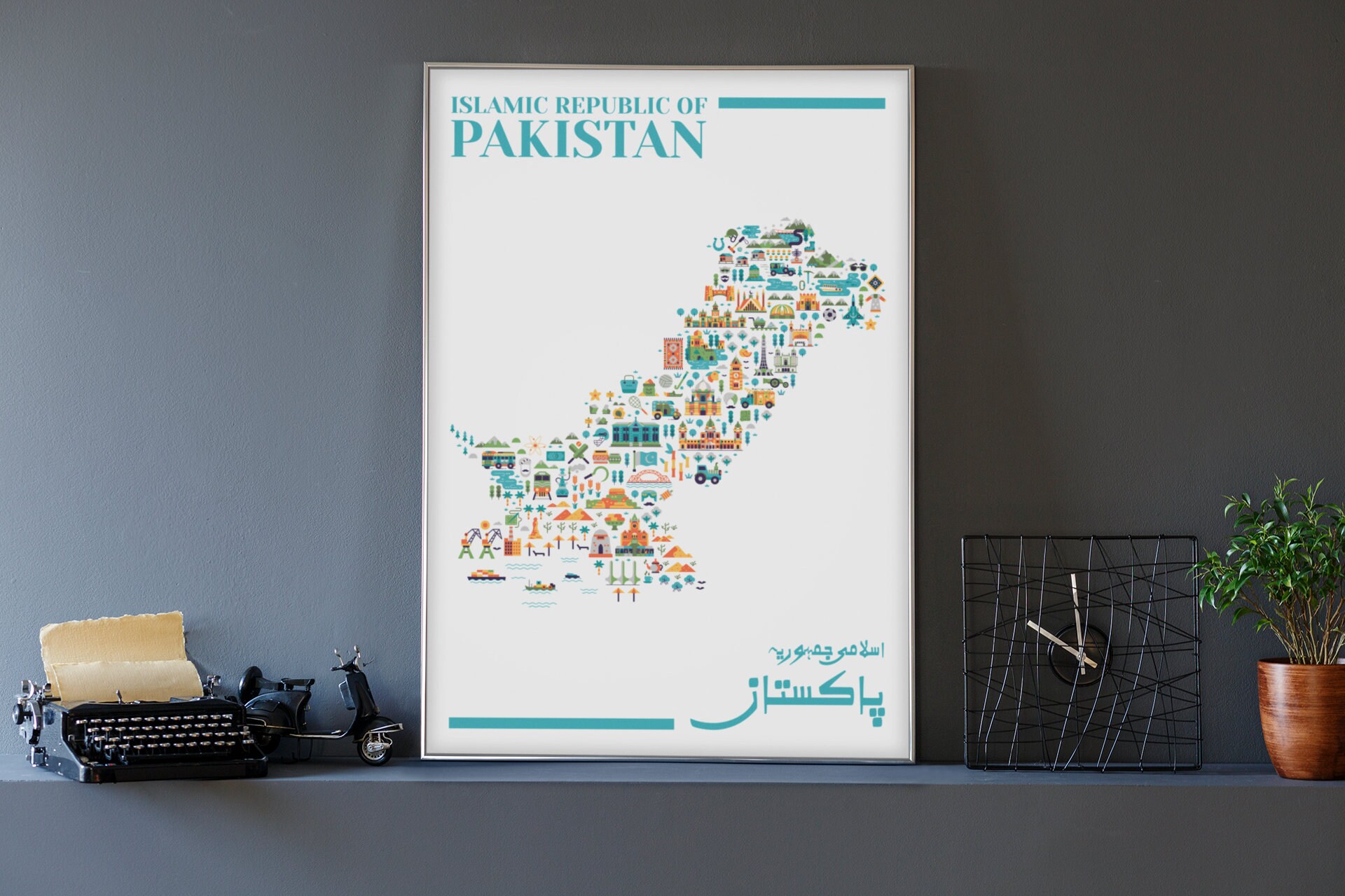 Illustrated Pakistan Map Poster: Landmark Wall Art - Etsy