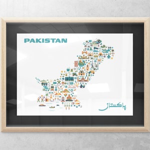 Pakistan Map Poster, Pakistan Poster, Pakistan Wall Art, Pakistani Art ...
