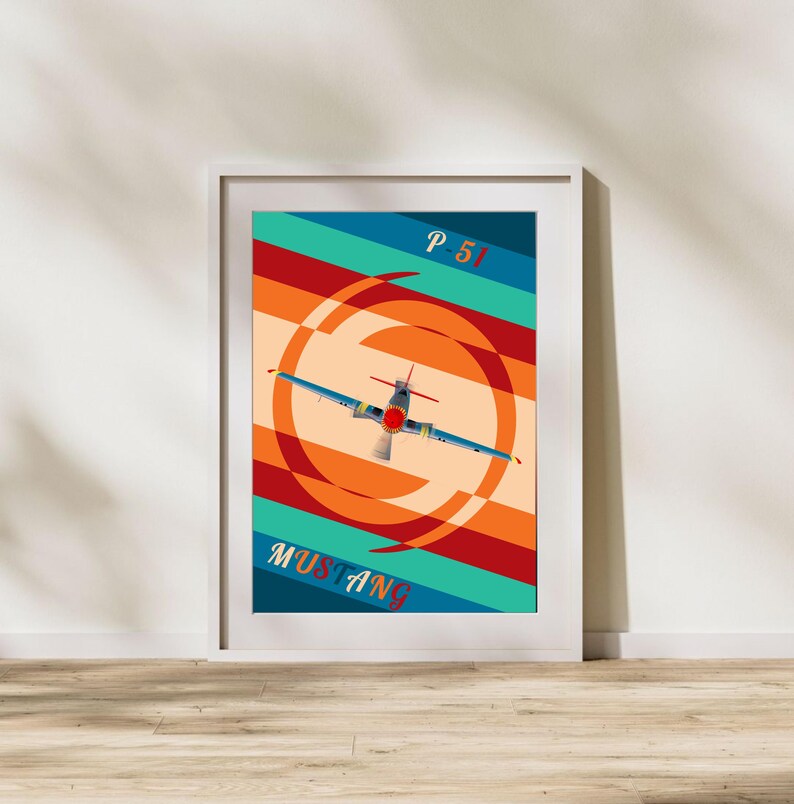 Vintage P-51 Mustang Airplane Poster: WWII Aviation Art - Etsy