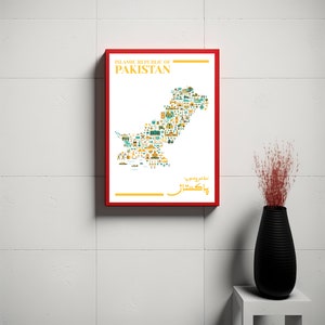 Illustrated Pakistan Map Poster: Landmark Wall Art - Etsy UK
