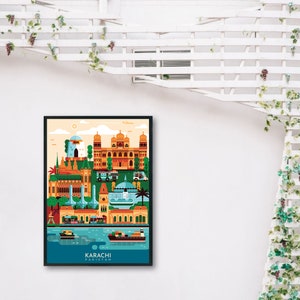 Karachi Wall Art, Karachi Poster, Pakistan Wall Decor, Karachi Skyline ...