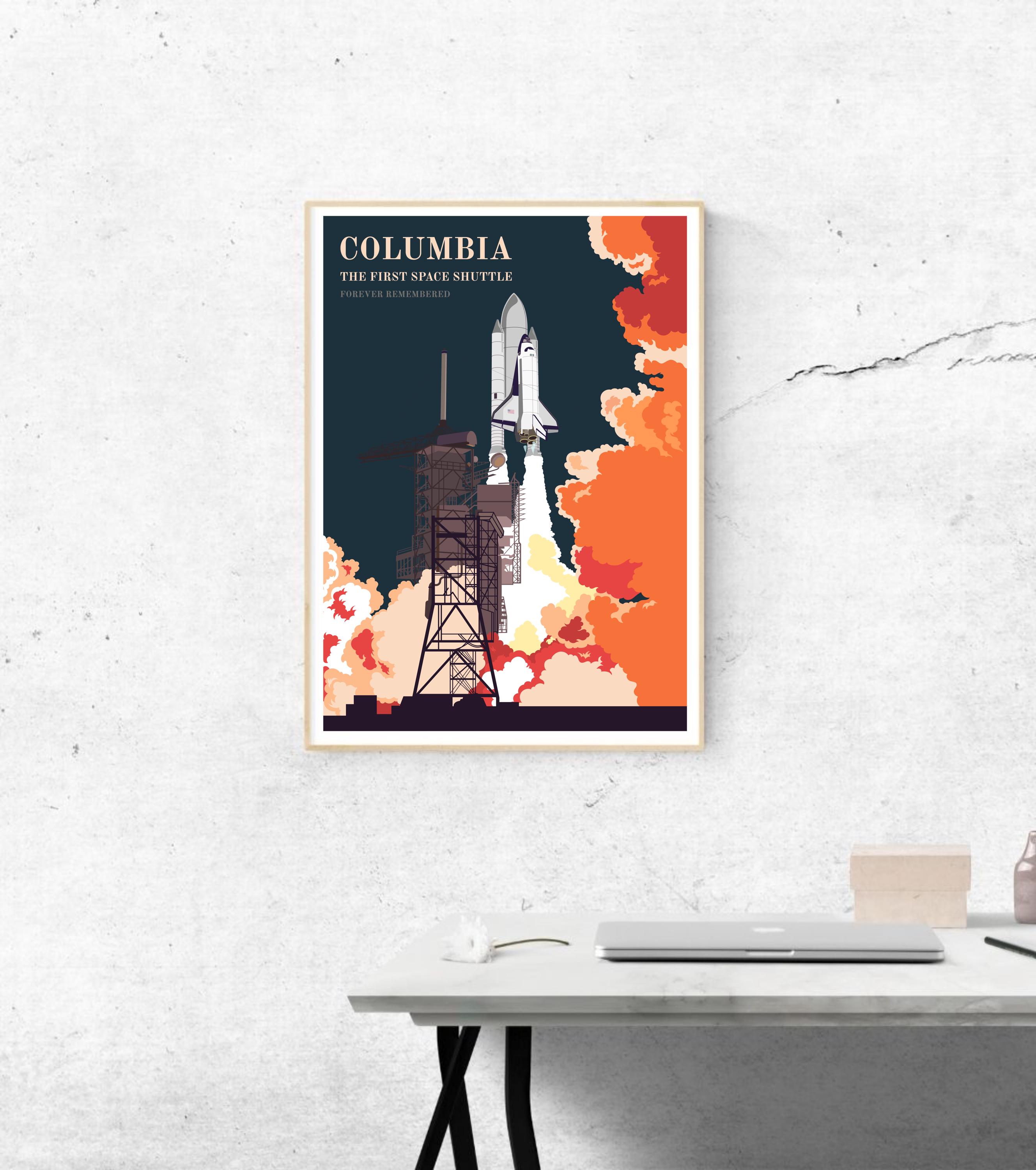 Vintage Columbia Space Shuttle Launch Poster: NASA Wall Art - Etsy