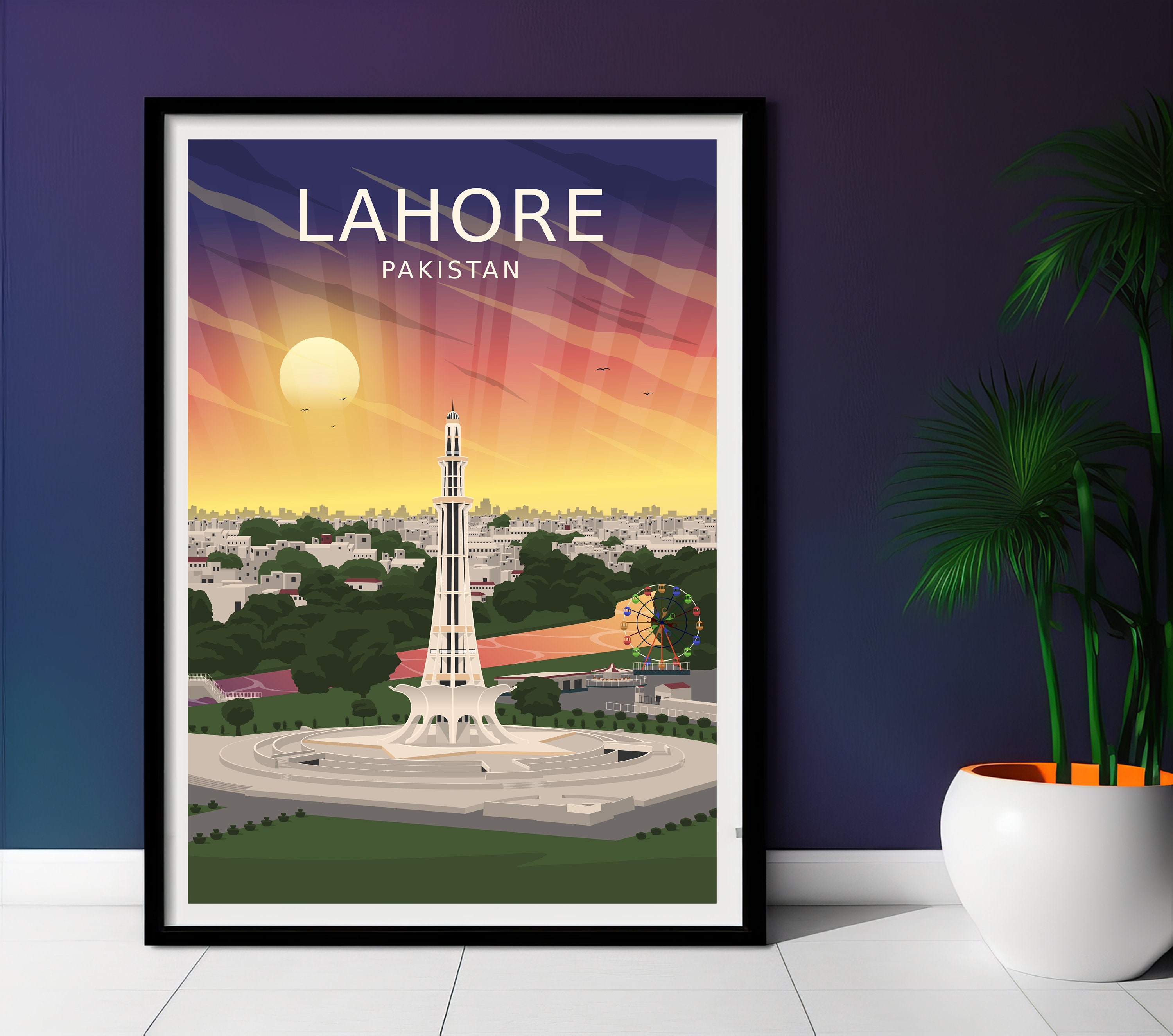 Pakistan Wall Art, Lahore Poster, Pakistan Art, Punjab Lahore Sunset ...