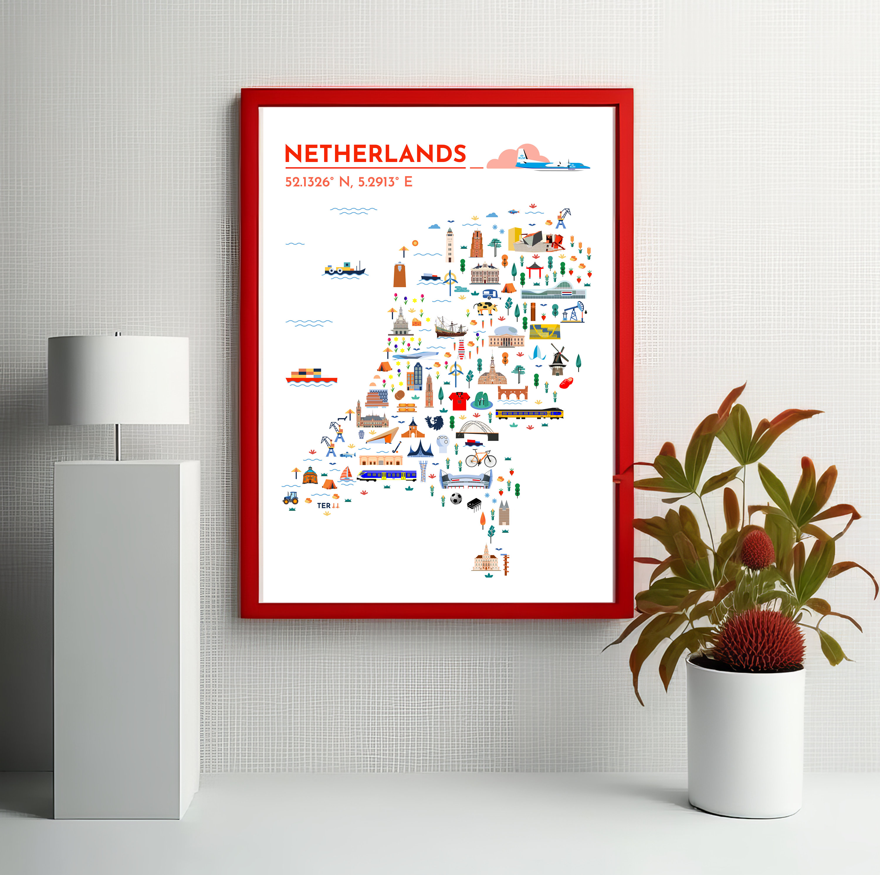 Netherlands Map, Holland Travel Print, Netherlands Wall Art, Holland ...