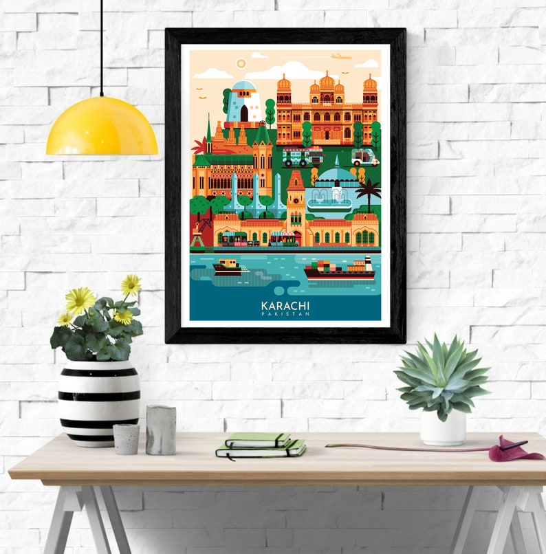 Karachi Wall Art, Karachi Poster, Pakistan Wall Decor, Karachi Skyline ...