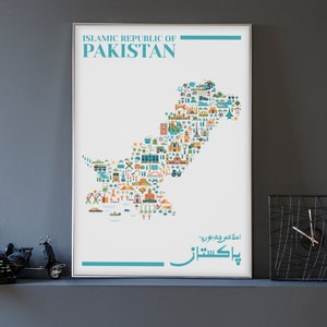 Pakistan Map Poster, Pakistan Poster, Pakistan Wall Art, Pakistani Art ...