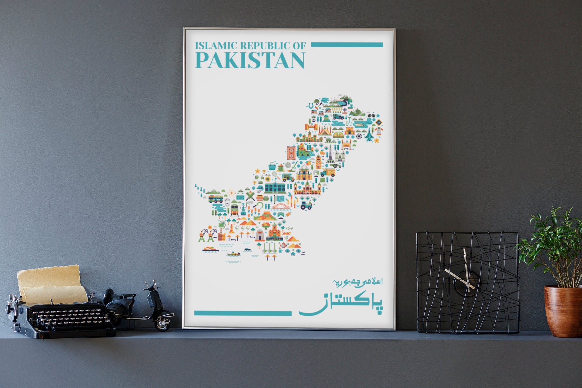 Pakistan Map Poster, Pakistan Poster, Pakistan Wall Art, Pakistani Art ...