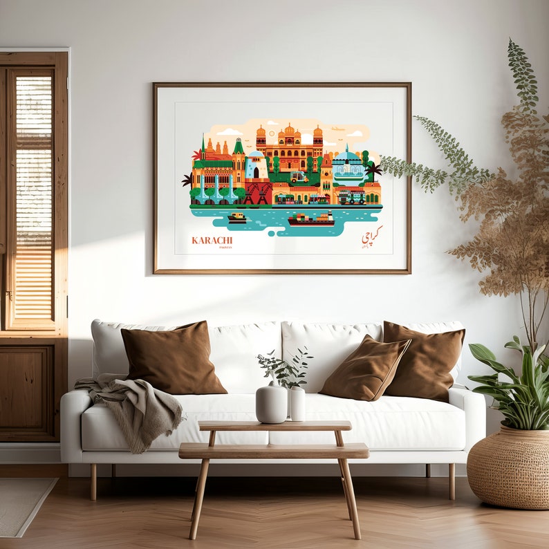 Karachi Wall Art, Karachi Poster, Pakistan Wall Decor, Karachi Skyline ...