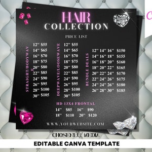Hair Price List Flyer, Hair Bundle Price List, Hair Bundles Flyer, DIY ...