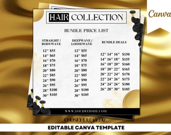 Hair Price List Flyer, Hair Bundle Price List, Hair Bundles Flyer, DIY ...