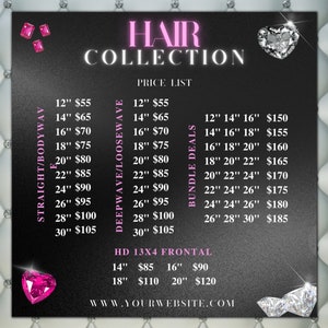 Hair Price List Flyer, Hair Bundle Price List, Hair Bundles Flyer, DIY ...